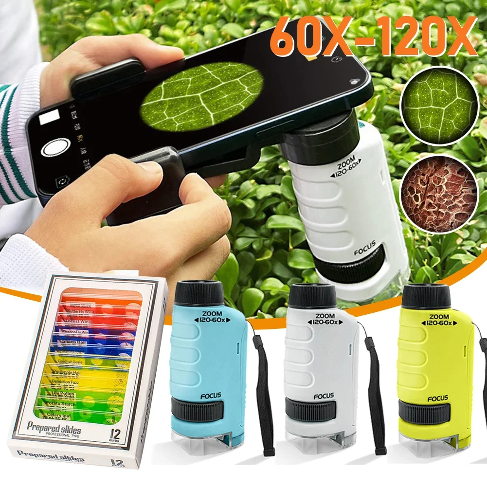 Handheld-Microscope-Mini-Pocket-Microscope-Kit-60-120x-Lab-Microscope ...