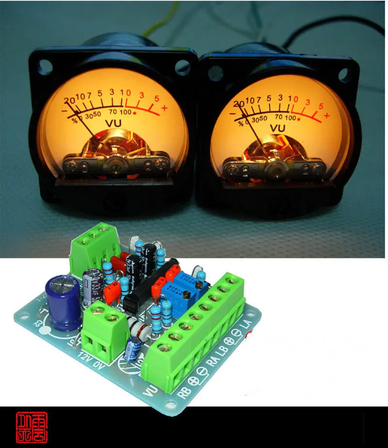 2pcs Panel VU Meter Warm Back Light Audio Level Amplifier Indicate with ...
