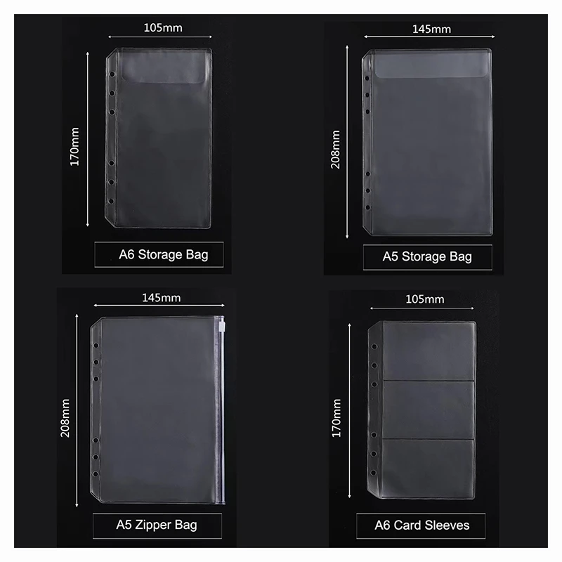 A5 A6 Loose Leaf Spiral Binder Storage Bag Credit ID Card Holder ...