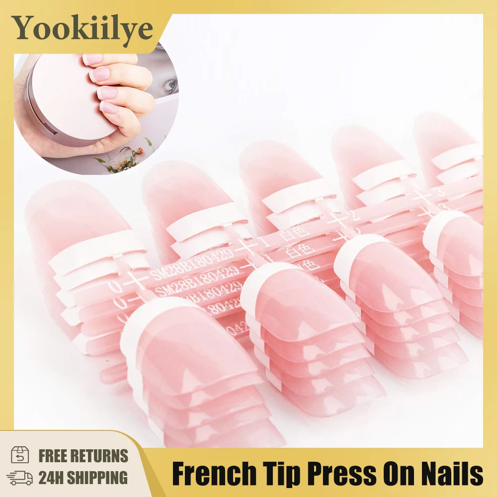 Fashion-120pcs-French-Nails-for-Women-Simple-Pink-Ins-Style-Fake-Nails ...