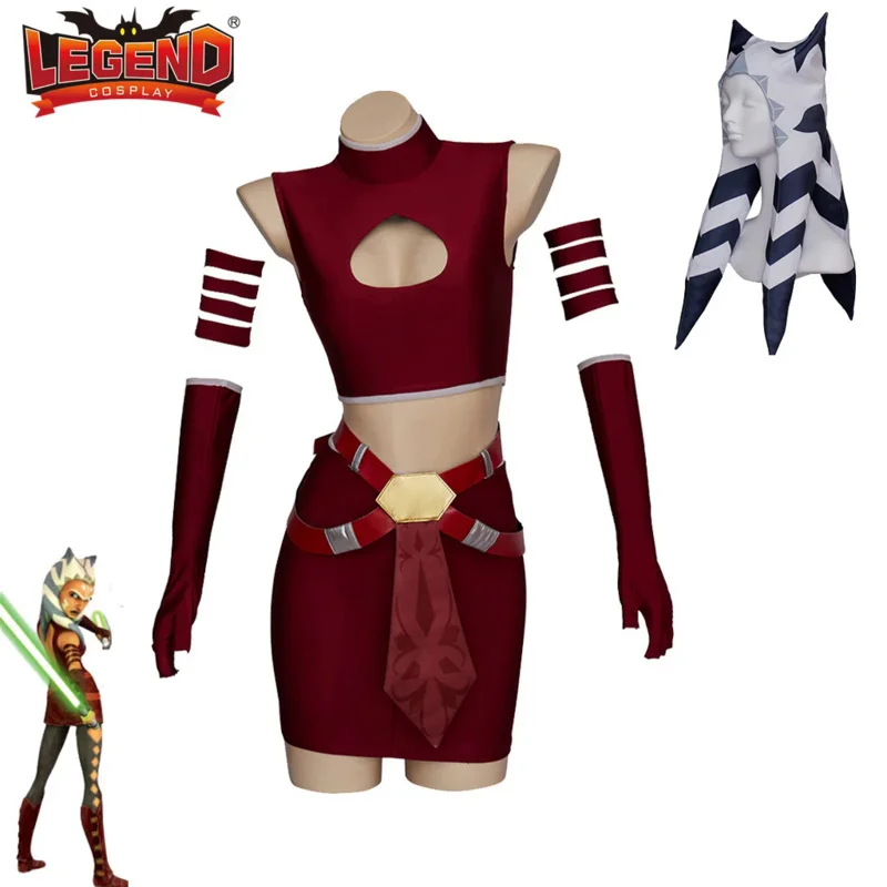 Disfraz-de-Cosplay-de-Ahsoka-Tano-para-mujer-vestido-rojo-de-Star-Wars ...