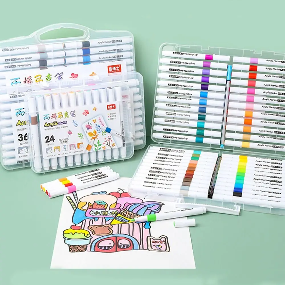 Waterproof-12-24-36-48-60-Colors-Acrylic-Marker-Painting-Drawing ...