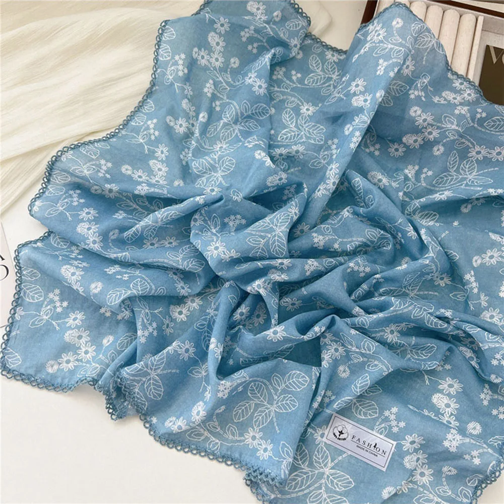 68x68cm French Cotton Linen Handkerchief Neck Scarves Women Square ...