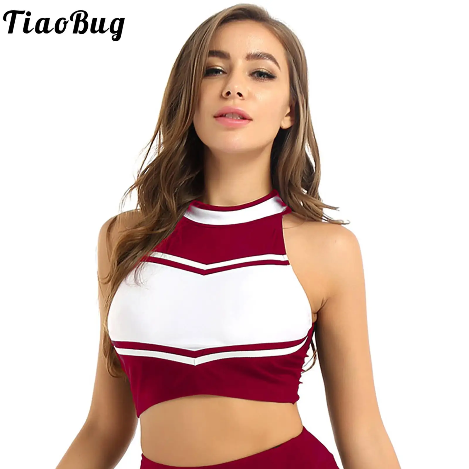 여자 섹시한 컬러 블록 민소매 자르기 탑 댄스 스포츠 착용 성인 여성 슬림 피트 탱크 탑, 여학생 역할 놀이 유니폼| | - AliExpress