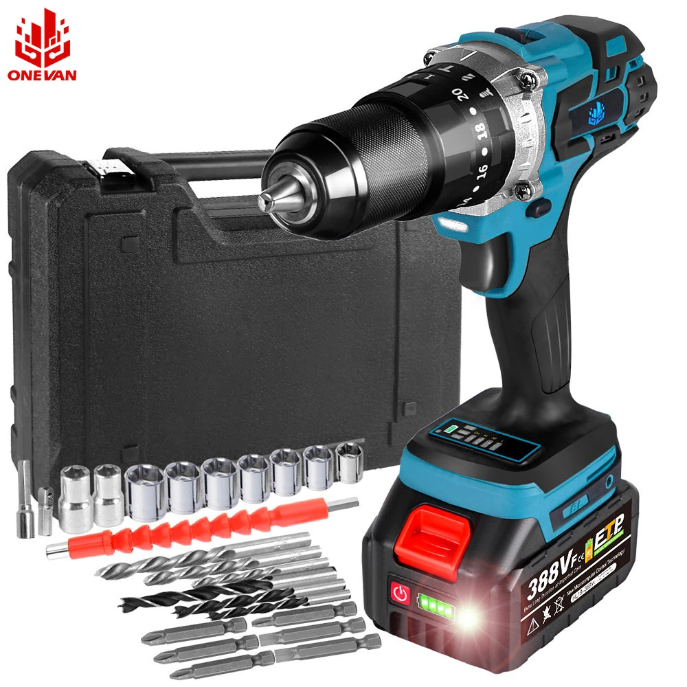 Onevan 20+3 Brushless Electric Drill 120n/m 4000mah Battery Cordless ...