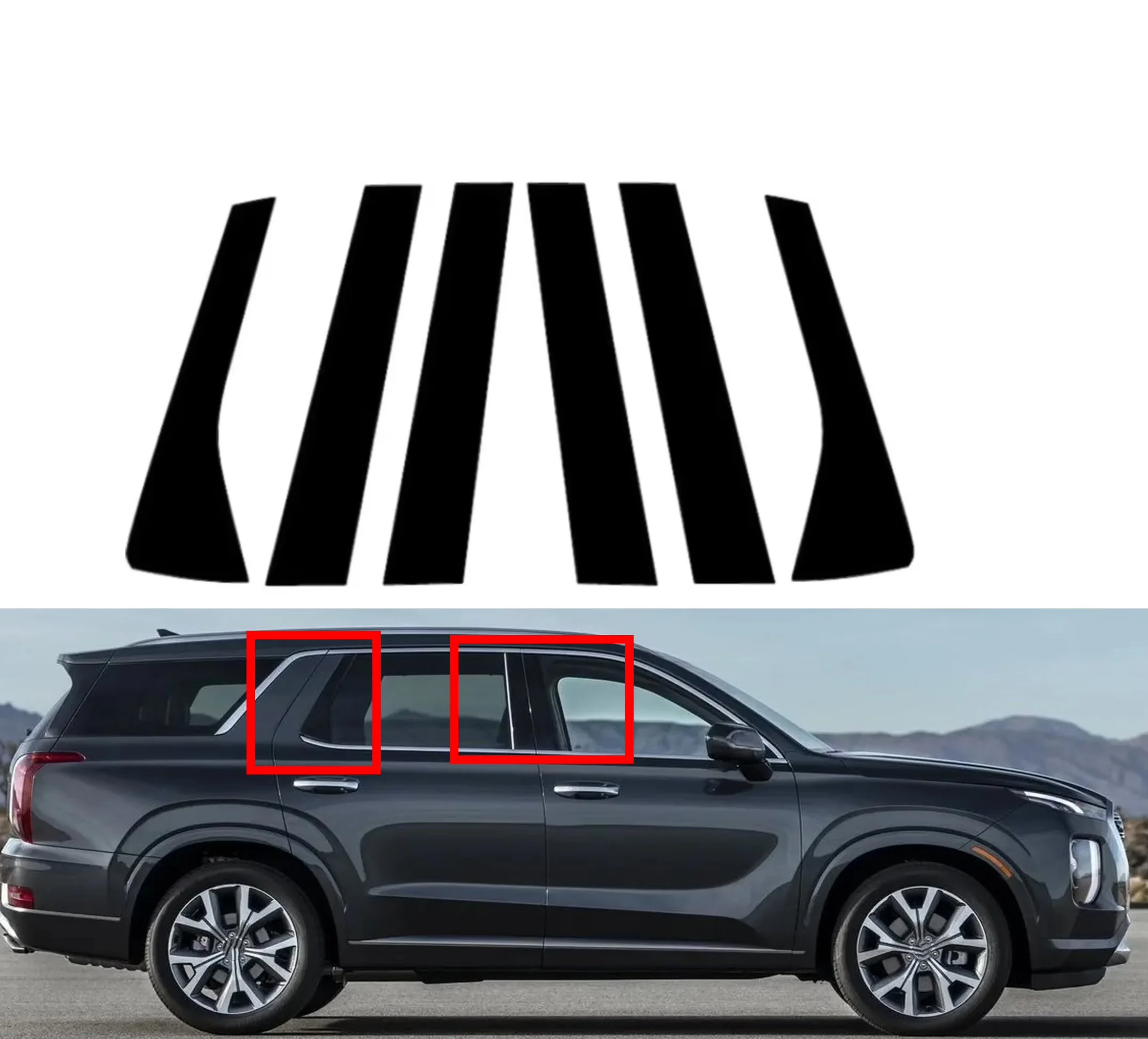 Fit For Hyundai Palisade 2020 2021 2022 2023 2024 Glossy Black Silvery ...