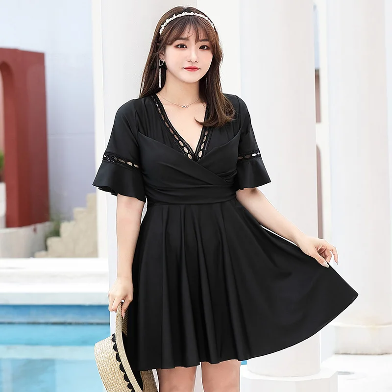 2023 Plus Size Een Stuk Badmode Vrouwen Zwemmen Kostuum Badpak Met Rok ...