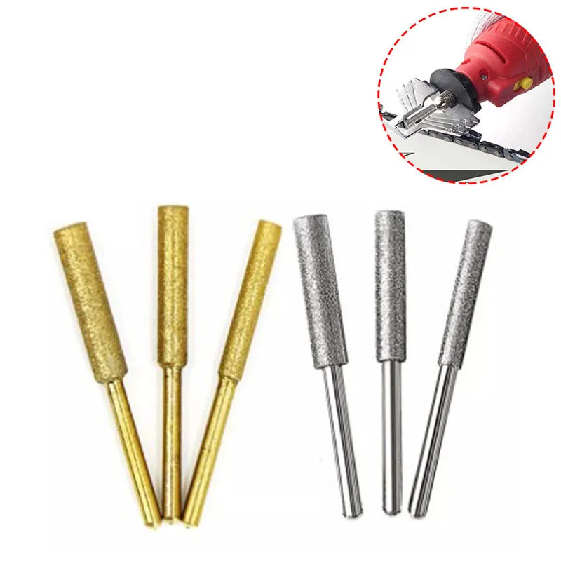 1pc Diamond Coated Cylindrical Burr 4mm Chainsaw Sharpener Stone File ...