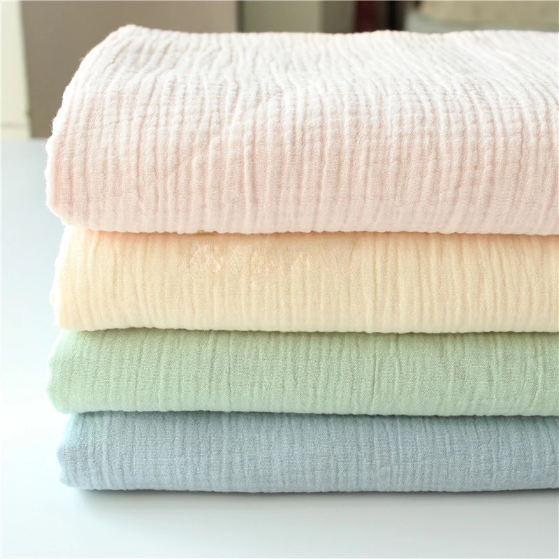 코튼 린넨 더블 레이어 원사 크레페 시어서커 원단 여성복 스커트 잠옷 원단 135x50cm Aliexpress