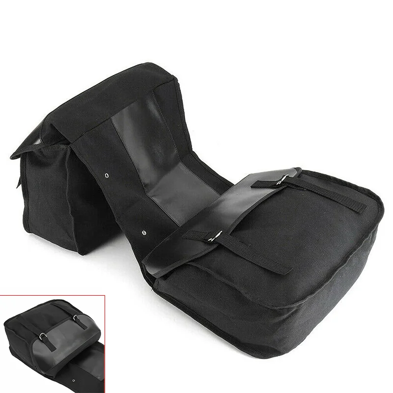 Motorcycle-Touring-Saddle-Bag-Black-Canvas-Waterproof-Panniers ...