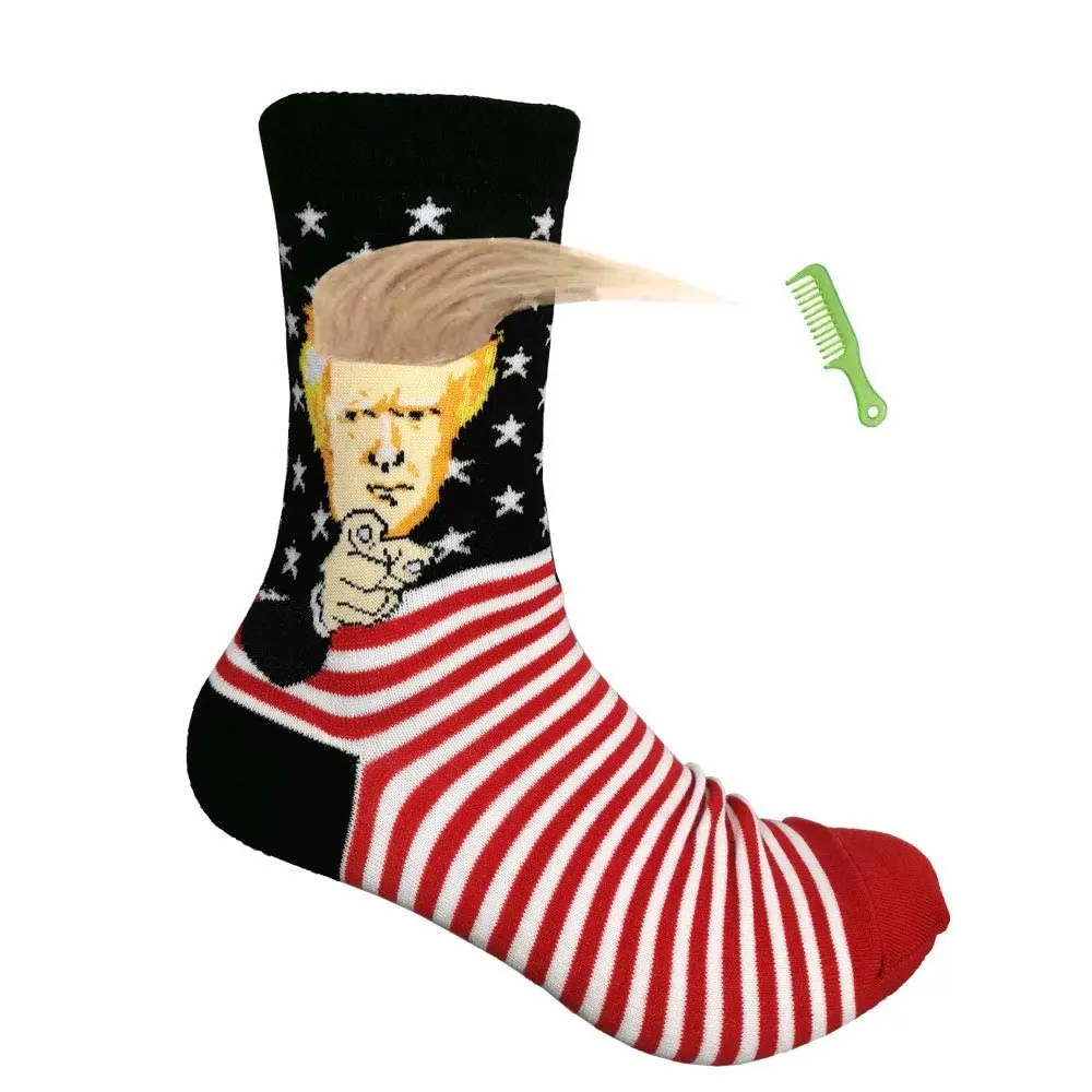 Funny-Trump-Novelty-Socks-With-Hair-Trump-Unisex-Socks-Crew-Socks-2024 ...