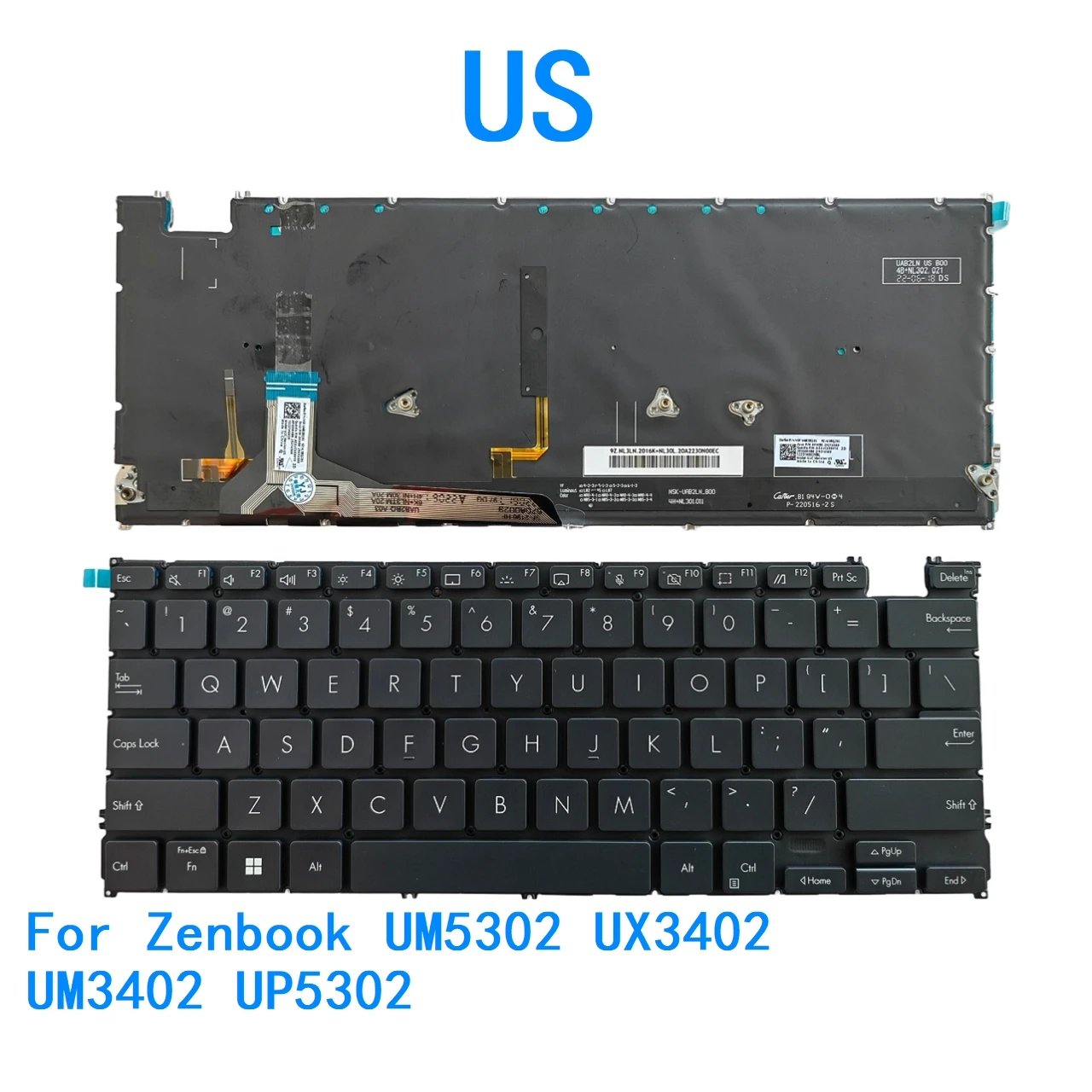 New US Language Backlit Keyboard For ASUS Zenbook UM5302 UX3402 UM3402 ...