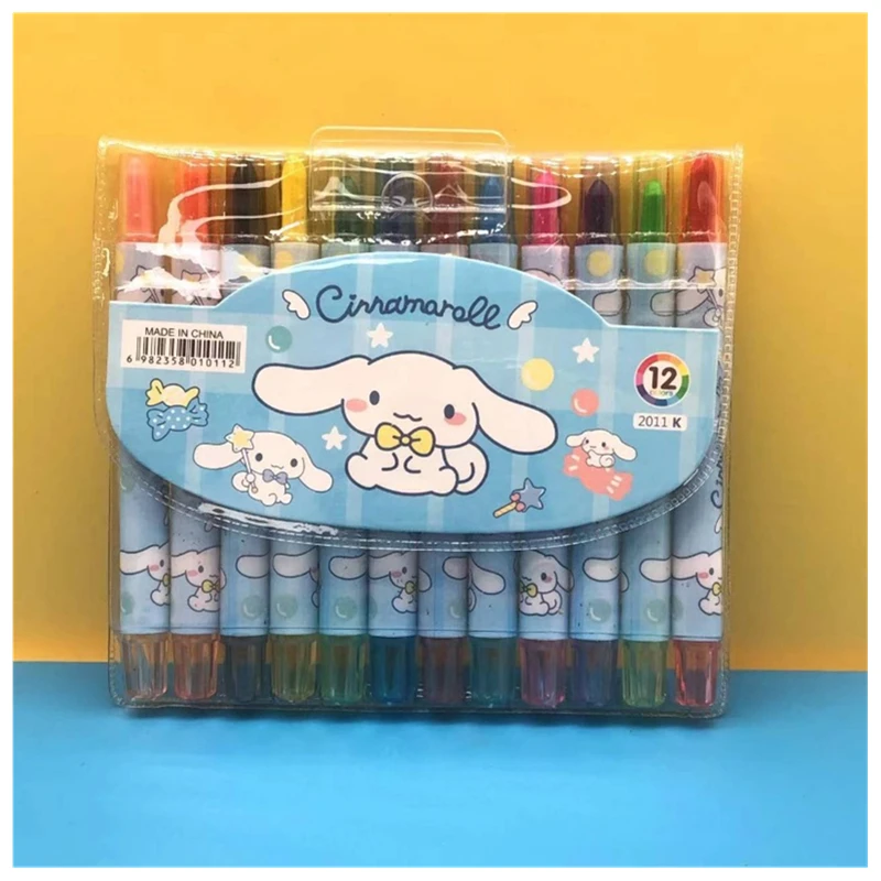 New-12-Colors-Kawaii-Sanrio-Kuromi-My-Melody-Cinnamonroll-Crayon ...