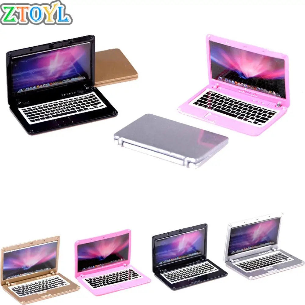 4 Color Mini Laptop Computer 5.5*4.4*0.2cm Doll House Scene Mini Laptop ...