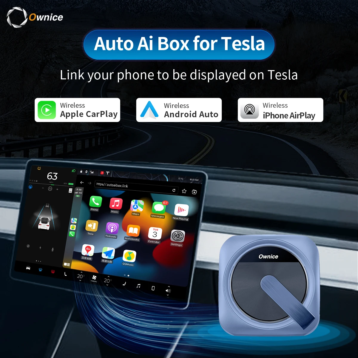 For-Tesla-Model-3-Y-X-S-Wireless-CarPlay-Adapter-Dongle-No-SIM-Card ...