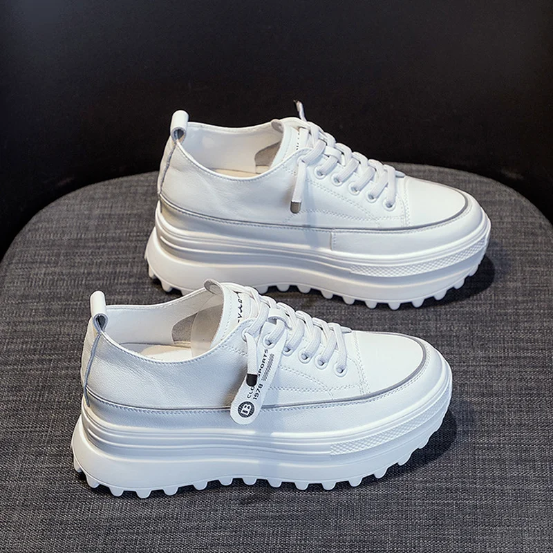white-shoes-Genuine-Leather-Platform-Wedge-Shoes-Chunky-Sneaker-White ...
