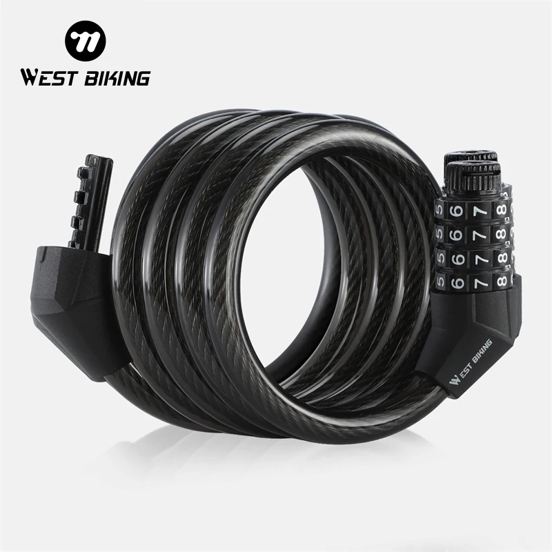 WEST-BIKING-Bicycle-Lock-4-Digit-Code-120cm-Anti-theft-Lock-Bike ...