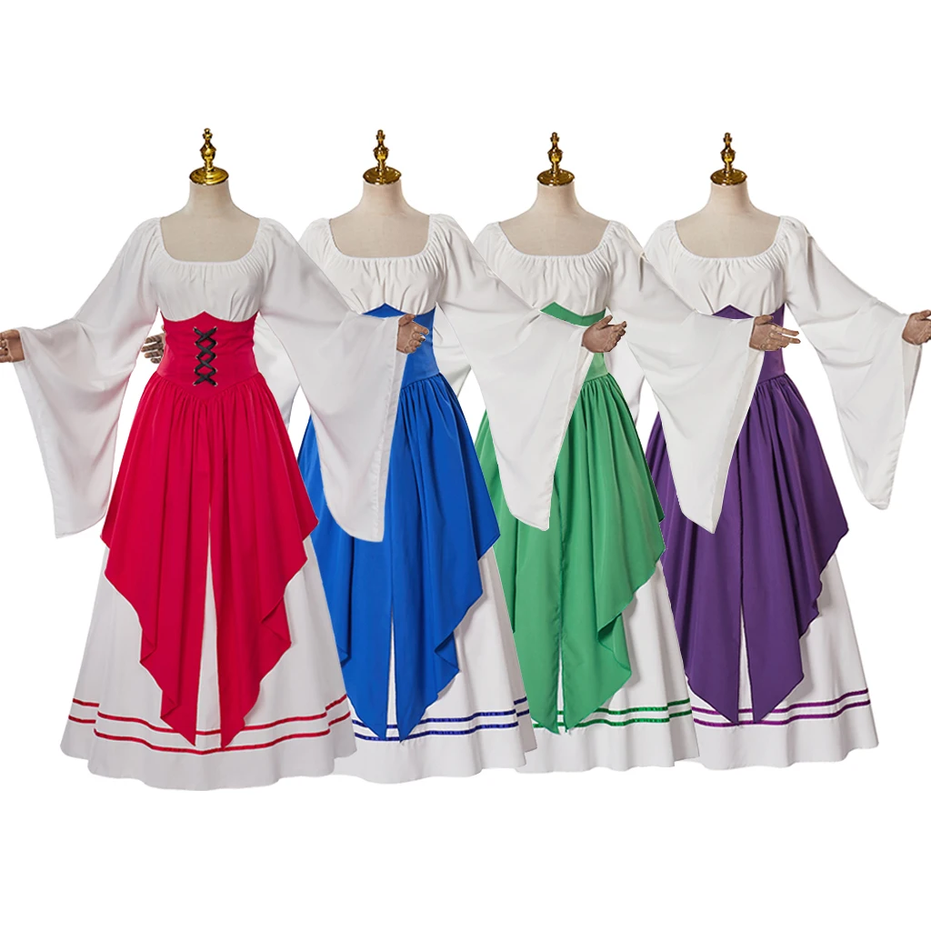 Woman-Renaissance-Retro-Gothic-Court-Cottagecore-Lace-up-Dress-Medieval ...