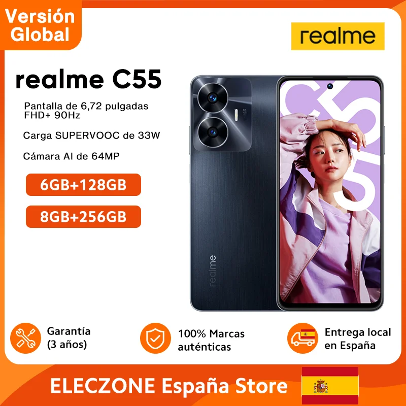 Global Version realme C55 Smartphone MTK Helio G88 5000mAh Battery 33W ...