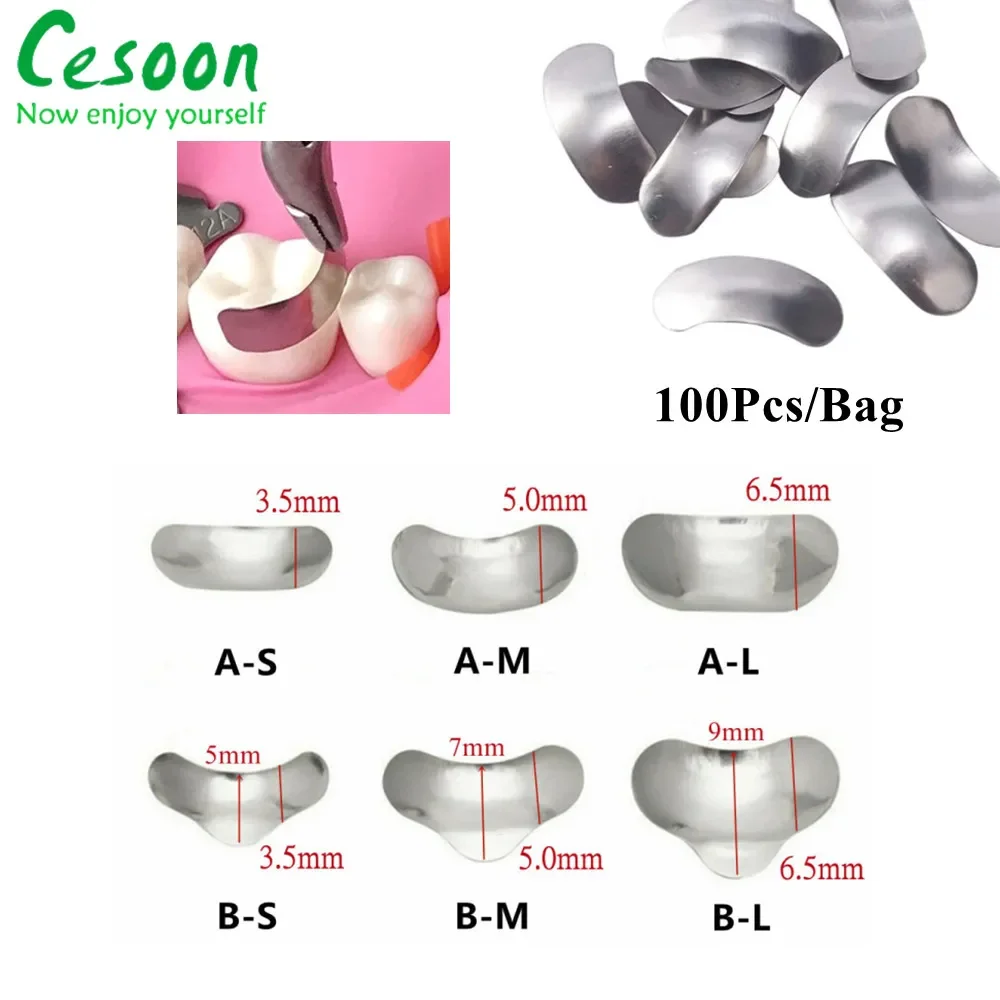 100Pcs-Bag-Dental-Matrix-Sectional-Contoured-Matrices-Band-Kit-Metal ...