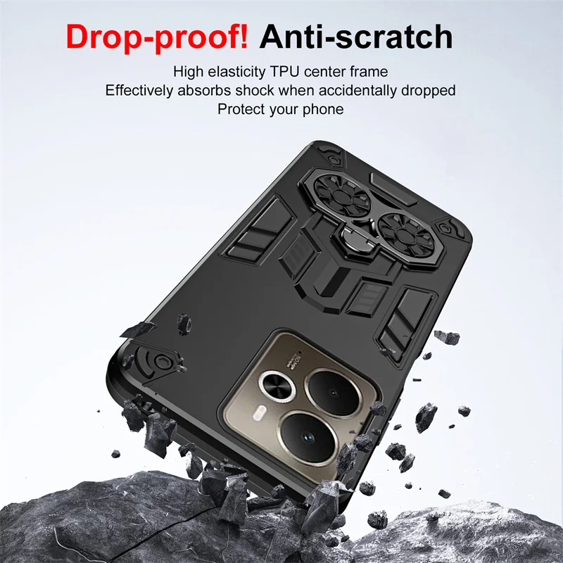 Military Armor Case For Xiaomi Redmi 14C 4G Protective Cover Ring ...