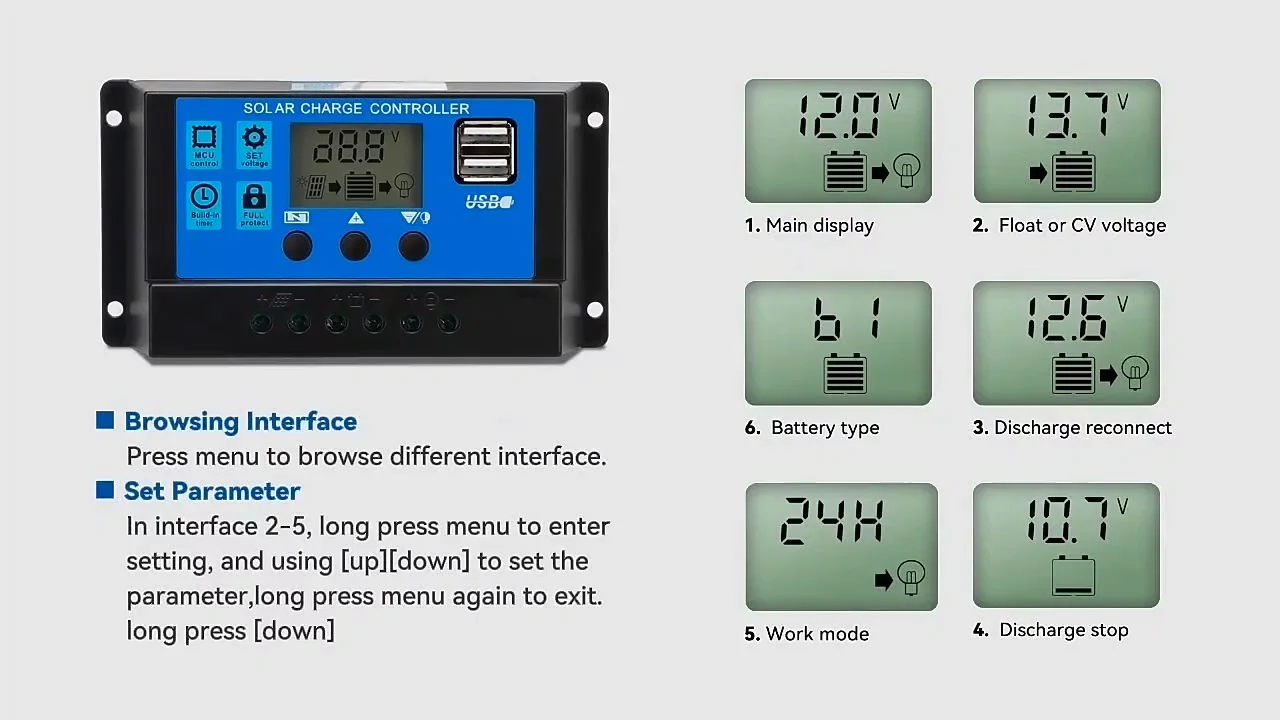 Solar Charge Controller 10A Auto Cut Pwm Lcd Display Digital Charging ...