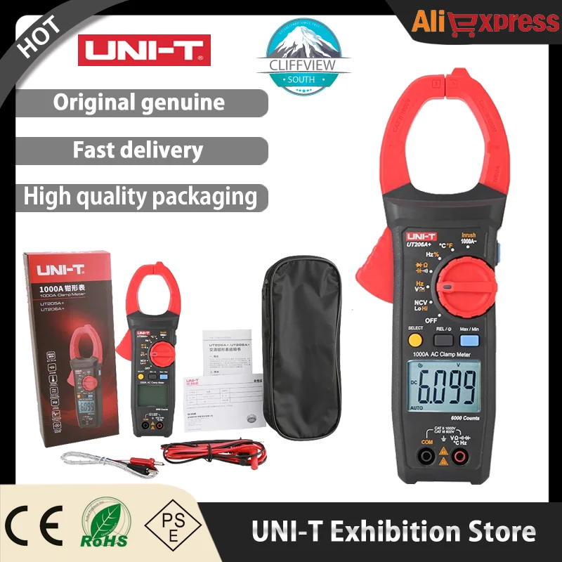 UNI-T-Digital-Clamp-Meter-UT205A-UT206A-1000V-AC-DC-Voltage-1000A ...