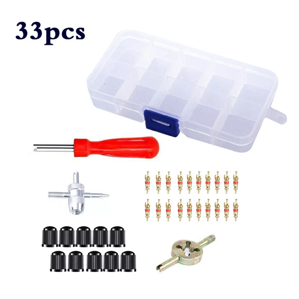1Set Tire Valve Service Kit Valve Cores Valve Caps Valve Stem ...