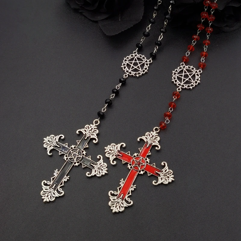 Pentagram Inverted Cross Rosary Baphomet Occult Gothic Sigil of Satanic ...