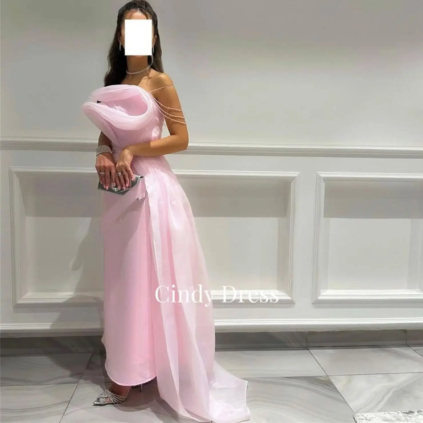 Cindy-Flowers-Organza-Pink-Prom-Dress-Women-Elegant-Party-Evening ...