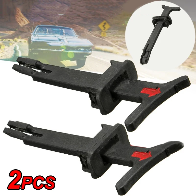 2Pcs Black Bonnet Release Handle Rod Lock Latch Handle Pull Catch Clip ...