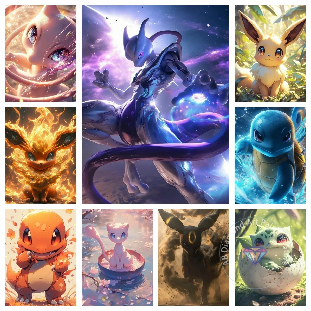 Pokémon Mewtwo Dream Bulbasaur 5D DIY Diamond Painting Kit Diamond ...