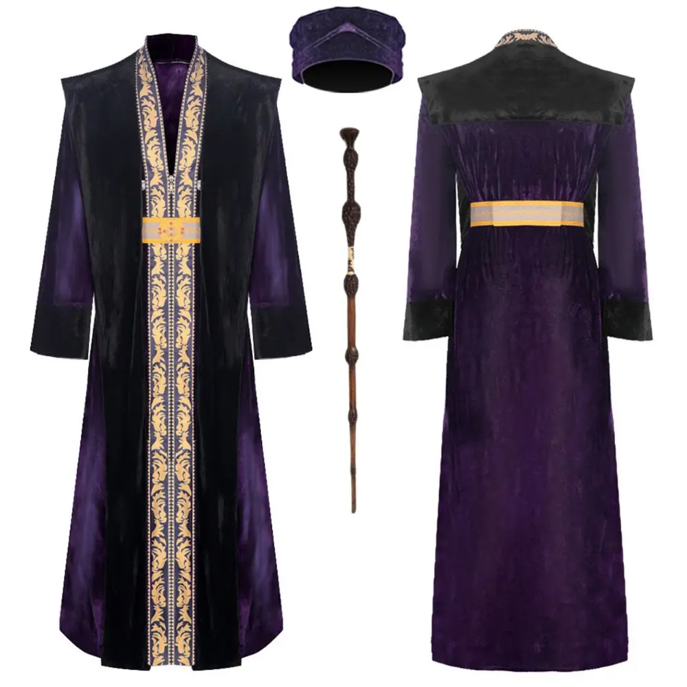 Dummbledore Cosplay Fantasia Costume Disguise for Adult Men Robe Hat ...