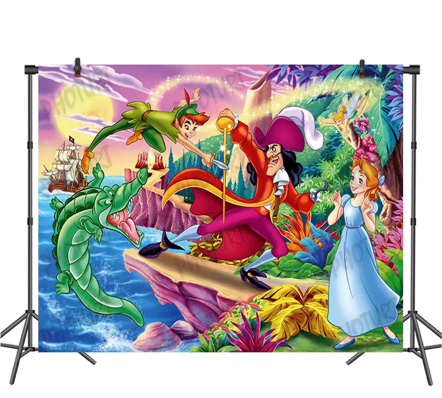 Disney-Wonderland-Peter-Pan-Backdrop-Kids-Birthday-Background-Captain ...