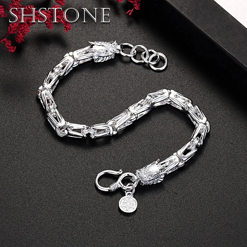 SHSTONE-925-Sterling-Silver-Exquisite-Dragon-Head-Chain-Bracelets-for ...