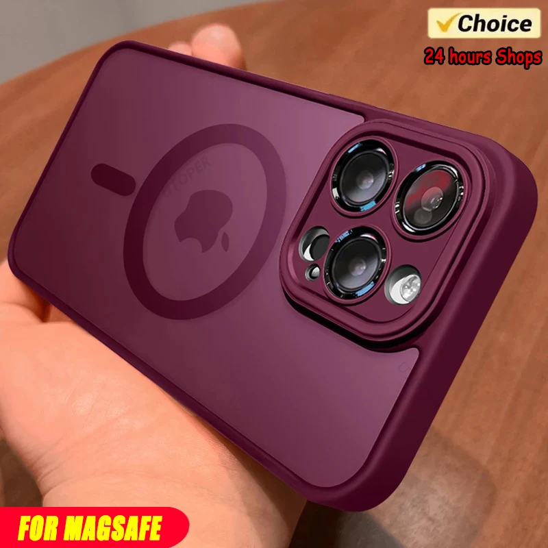 Matte-Luxury-Magnetic-Translucent-Case-for-iPhone-15-14-13-11-12-Pro ...