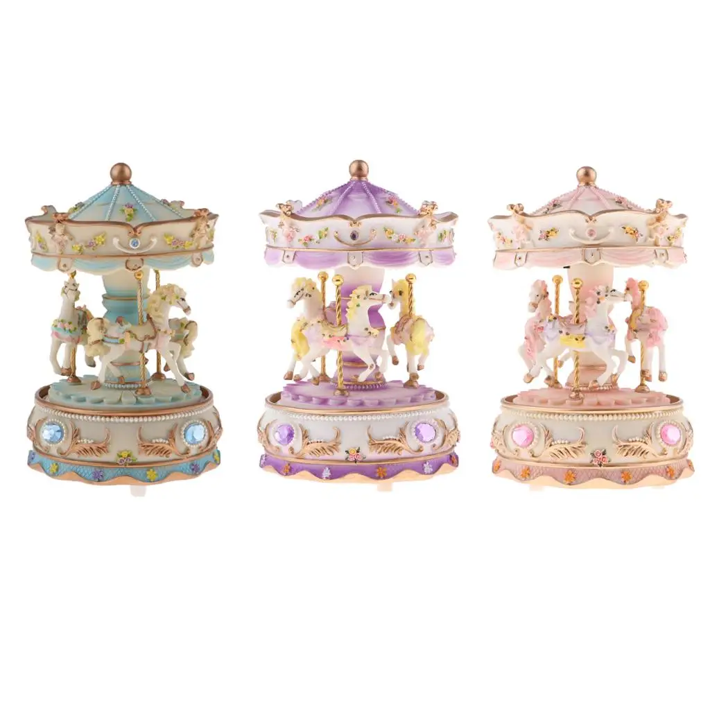 Handcrafted-Resin-Rotating-Horse-Carousel-Music-Box-Crafts-Home ...