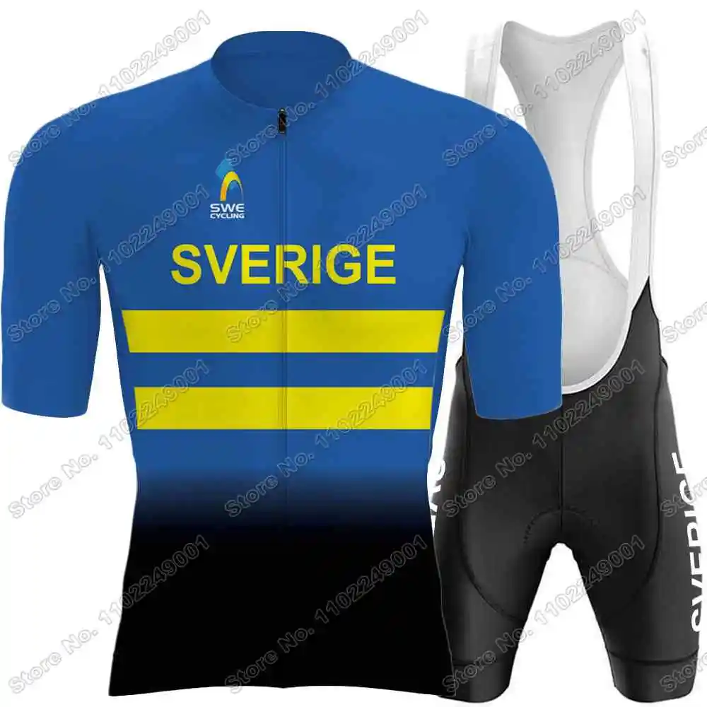 2023 Sweden National Team Cycling Jersey Short Sleeve Set World Champion Cycling Clothing Men Road Bike Suit Bicycle Bib Shorts AliExpress