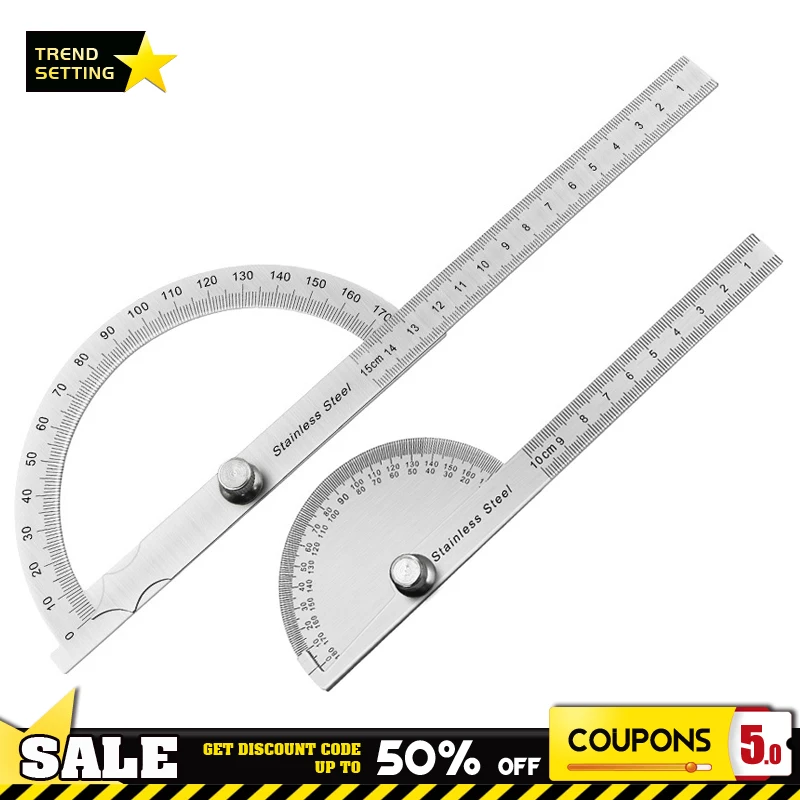 Stainless Steel 180 Degree Protractor Metal Angle Ruler professional ...