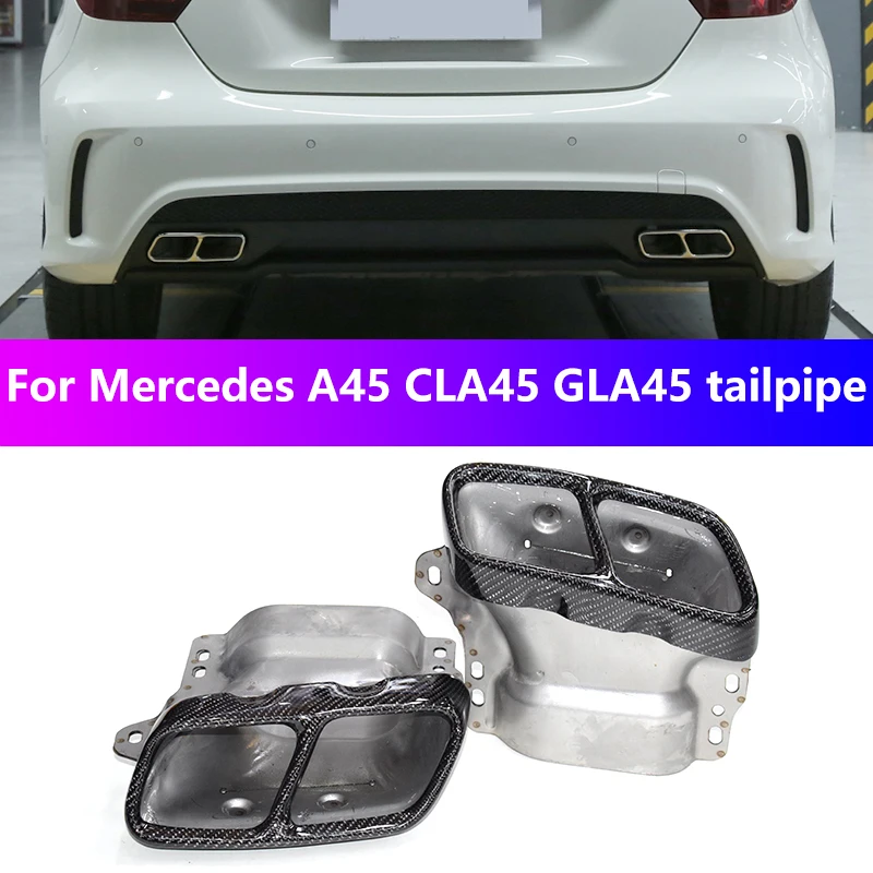 For Mercedes-Benz A45 CLA45 GLA45 AMG square mouth carbon fiber ...