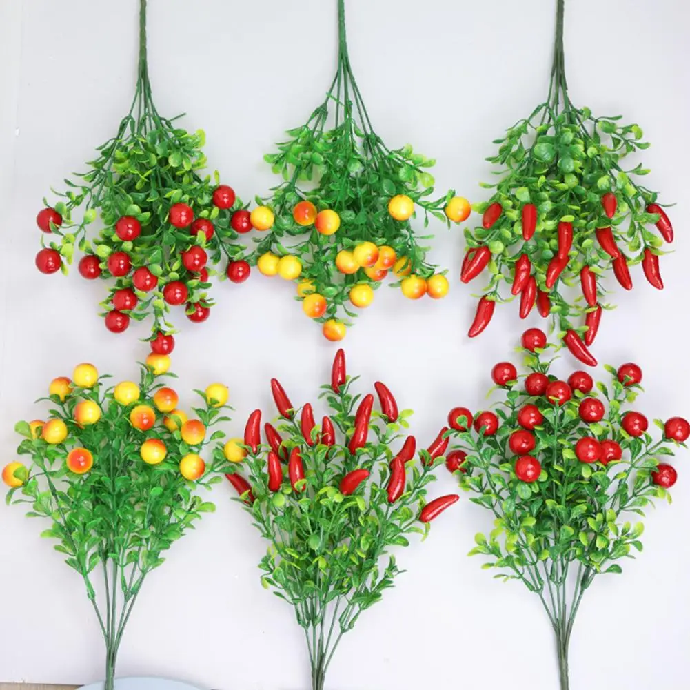 Cherry Pepper Simulation Plant 1 Bunch Artificial Flower Easy to Care ...