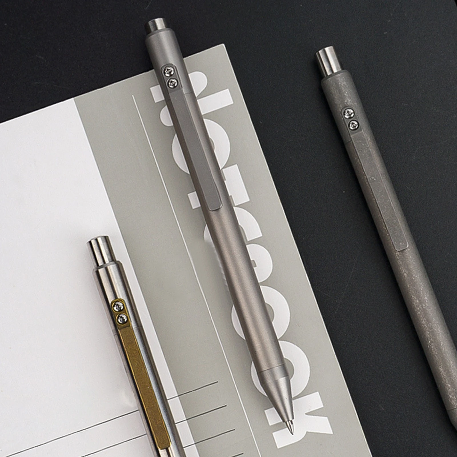 0-5mm-Retractable-Ballpoint-Pen-Titanium-Alloy-Ball-Pen-Rollerball-Pen ...