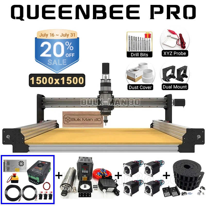 20-OFF-BulkMan-3D-1500x1500mm-QueenBee-PRO-CNC-Router-Machine-Complete ...