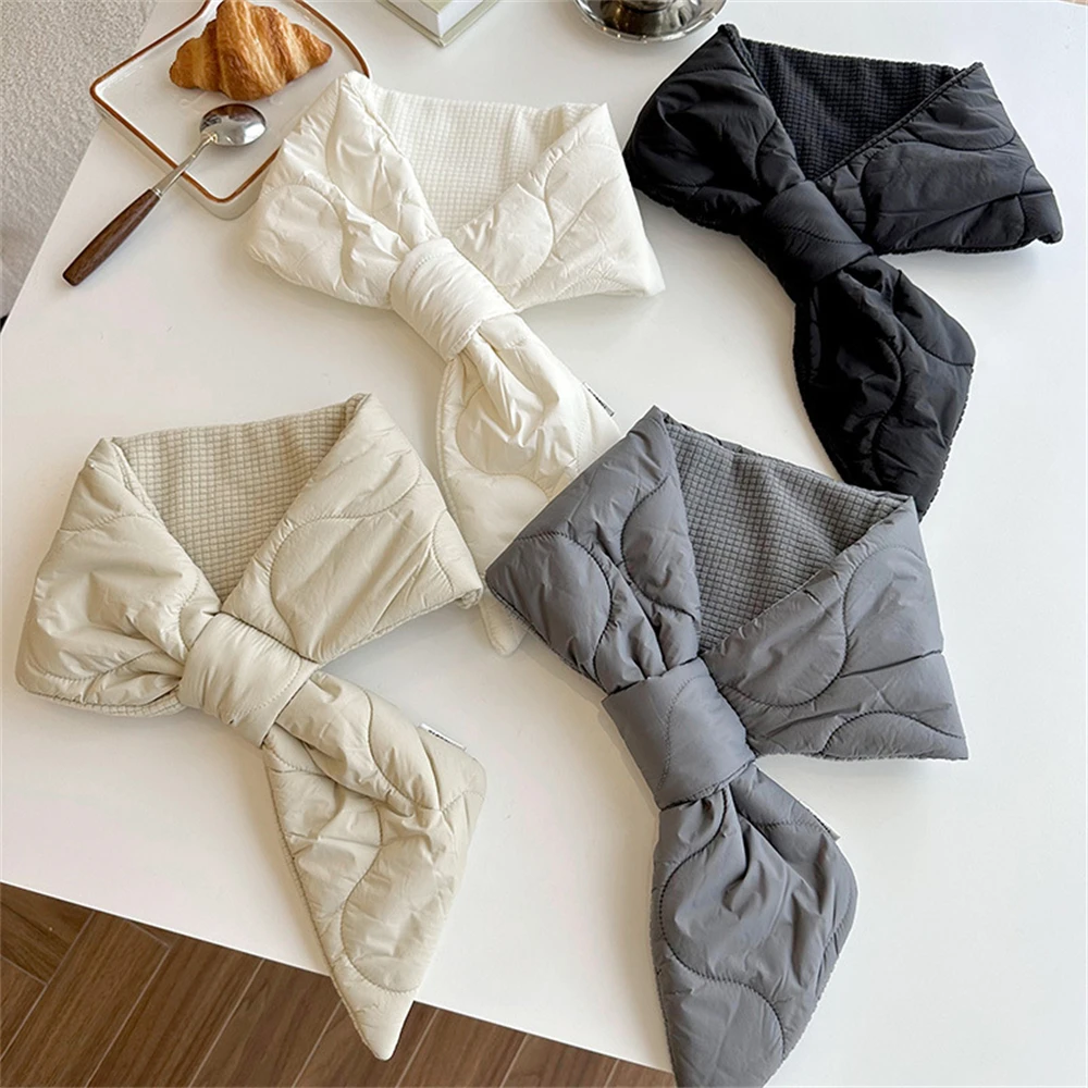 Winter Warm Down Cotton Padded Plaid Scarf Simple Outdoor Windproof ...