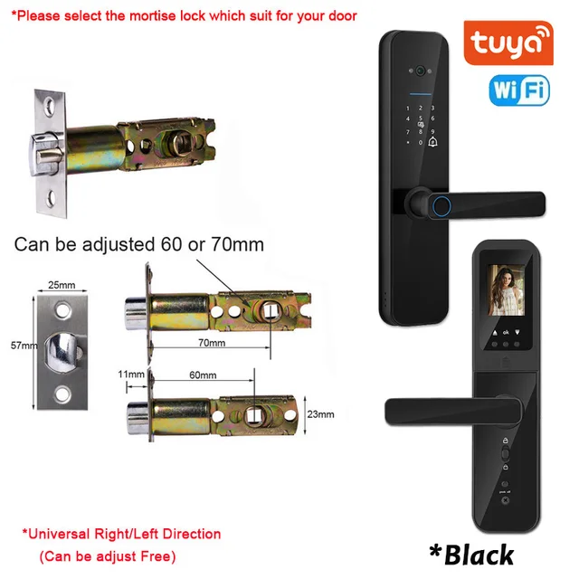 XSDTS Tuya Wifi Digital Electronic Smart Door Lock With Biometric Camera Fingerprint Smart Card ...