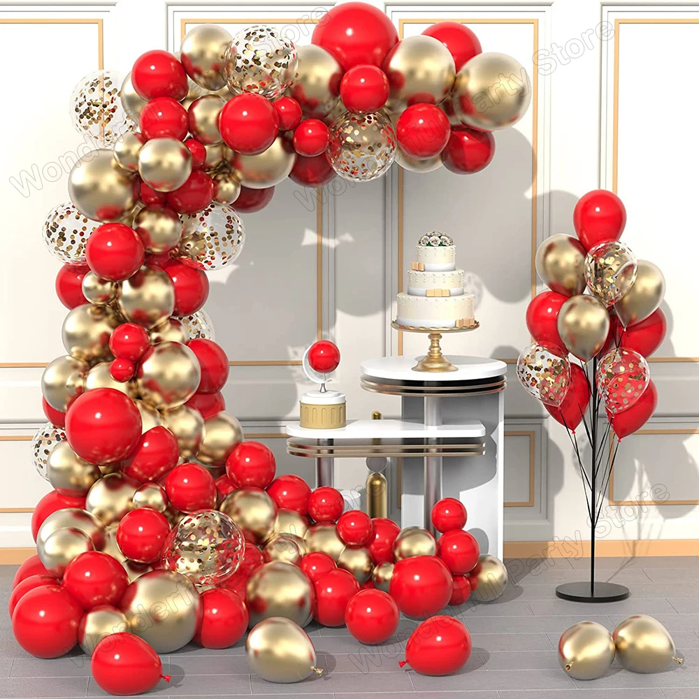 Red Gold Birthday Party Decorations | Decoration Wedding Red Balloons ...