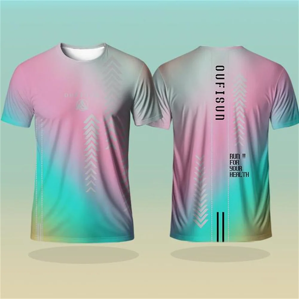Men-s-T-shirt-Outdoor-Sports-Running-T-shirts-Gradient-Pattern-Printed ...
