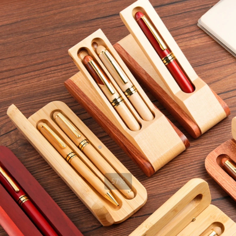Single Double Handmade Fountain Pen Gift Box Wooden Pen Case Ballpoint ...