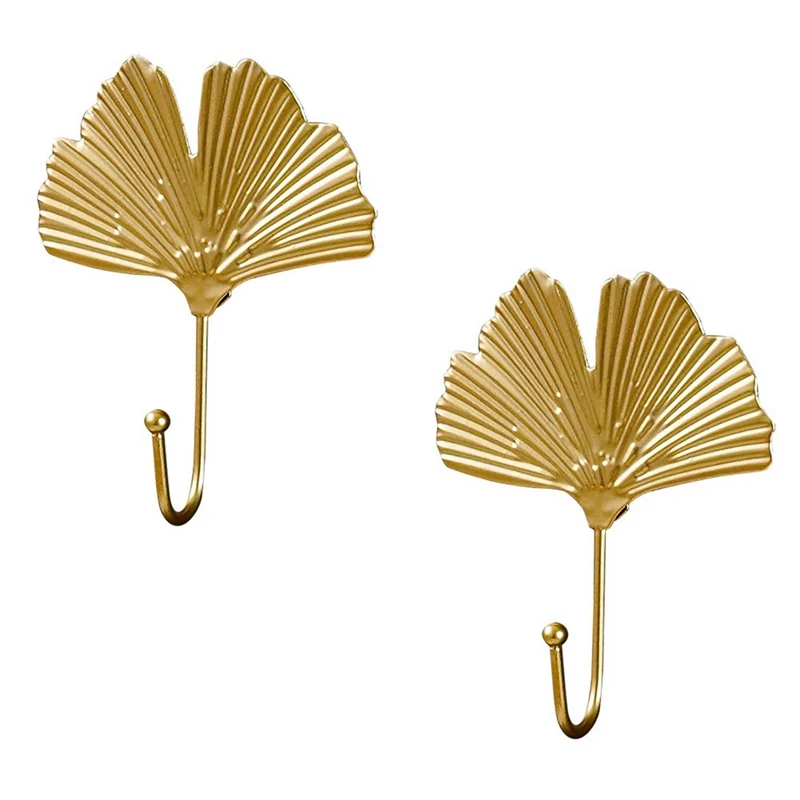 Coat-Hooks-Gold-Hanging-Holder-For-Key-Decorative-Leaves-Metal-Hooks ...
