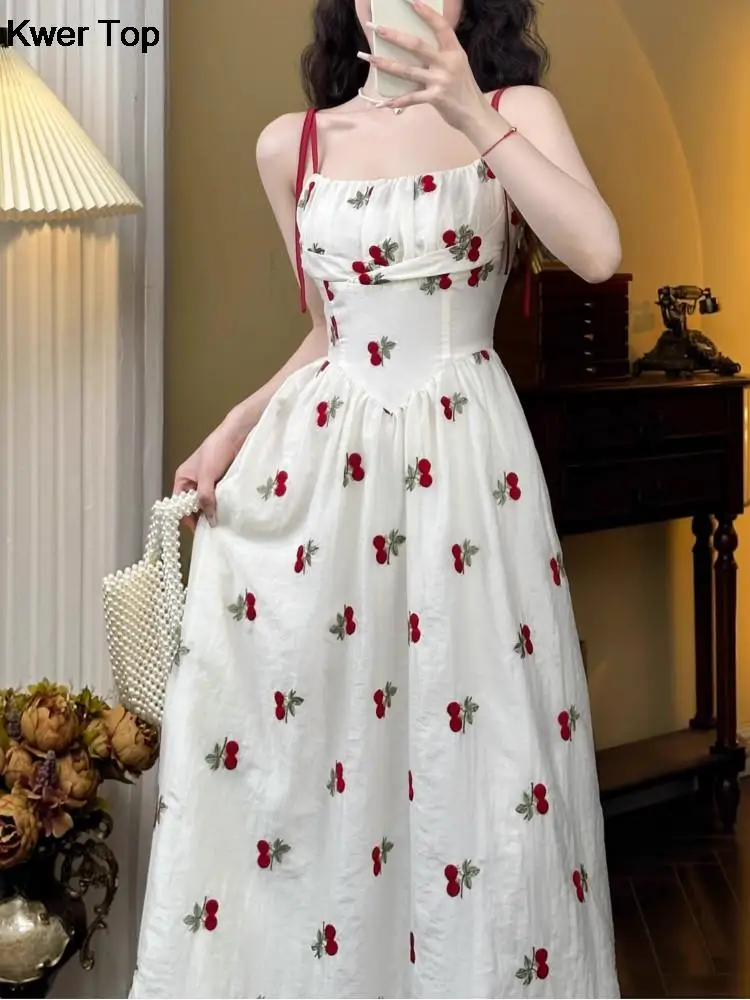 Vestido-bordado-cereja-doce-cintas-vestidos-coreanos-de-fada-A-elegante ...